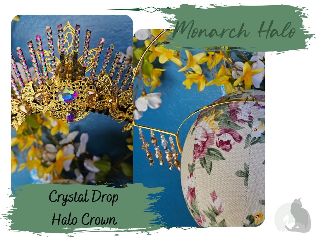 Monarch Halo Crown | Moth Jewelry | Purple and Gold Halo Crown ...