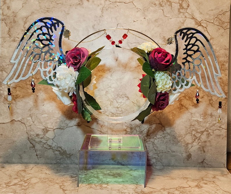 Black and White Spiked Angel Crown Silver Halo Crown Red Floral Crown ...