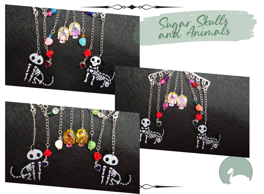 Day of the Dead Ear Cuffs El Día De Los Muertos Skeletal Pets Halloween ...