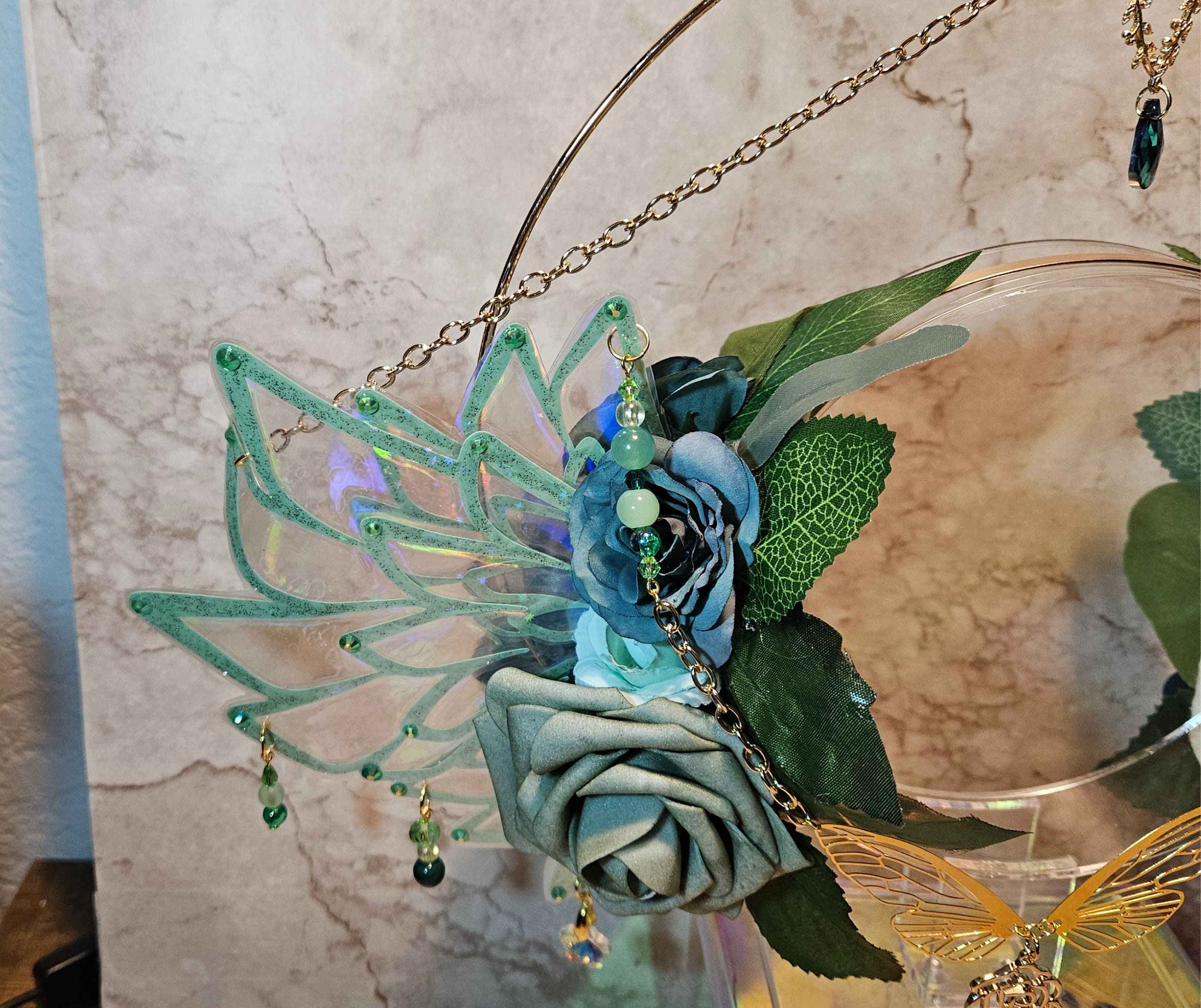 Light Green Briar Floral Crown Gold Halo Crown Pastel Green Flower ...