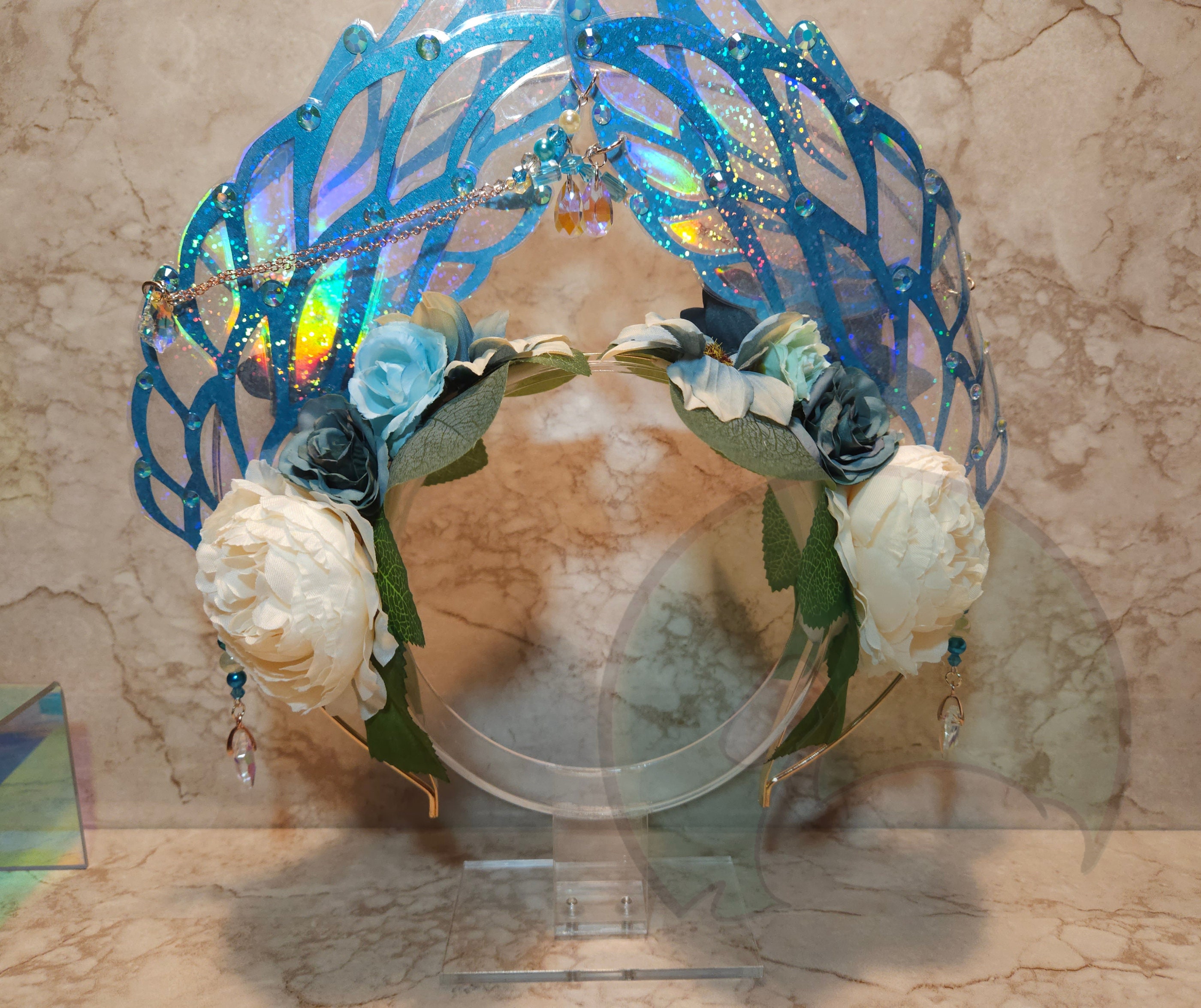 Angel of Victory Crown Gold Halo Crown Angelic Inspired Crown Blue ...