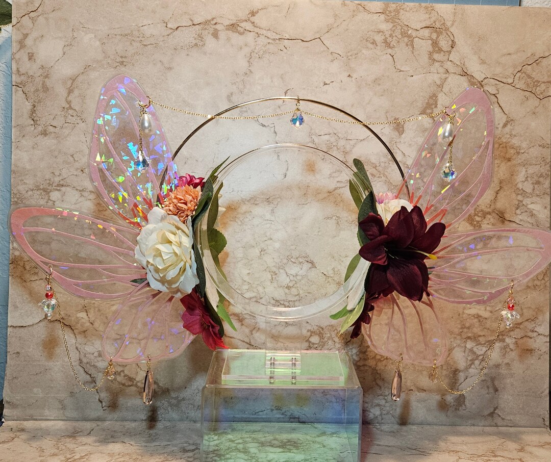 Pink Dragonfly Crown | Gold Halo Crown | Animal Inspired Crown ...