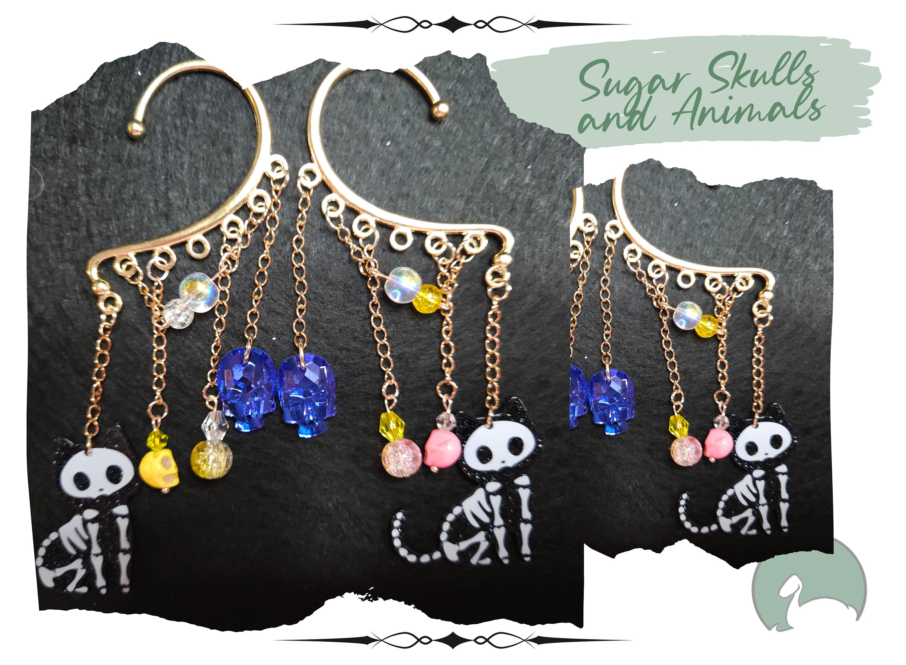 Day of the Dead Ear Cuffs | El Día De Los Muertos | Skeletal Pets ...
