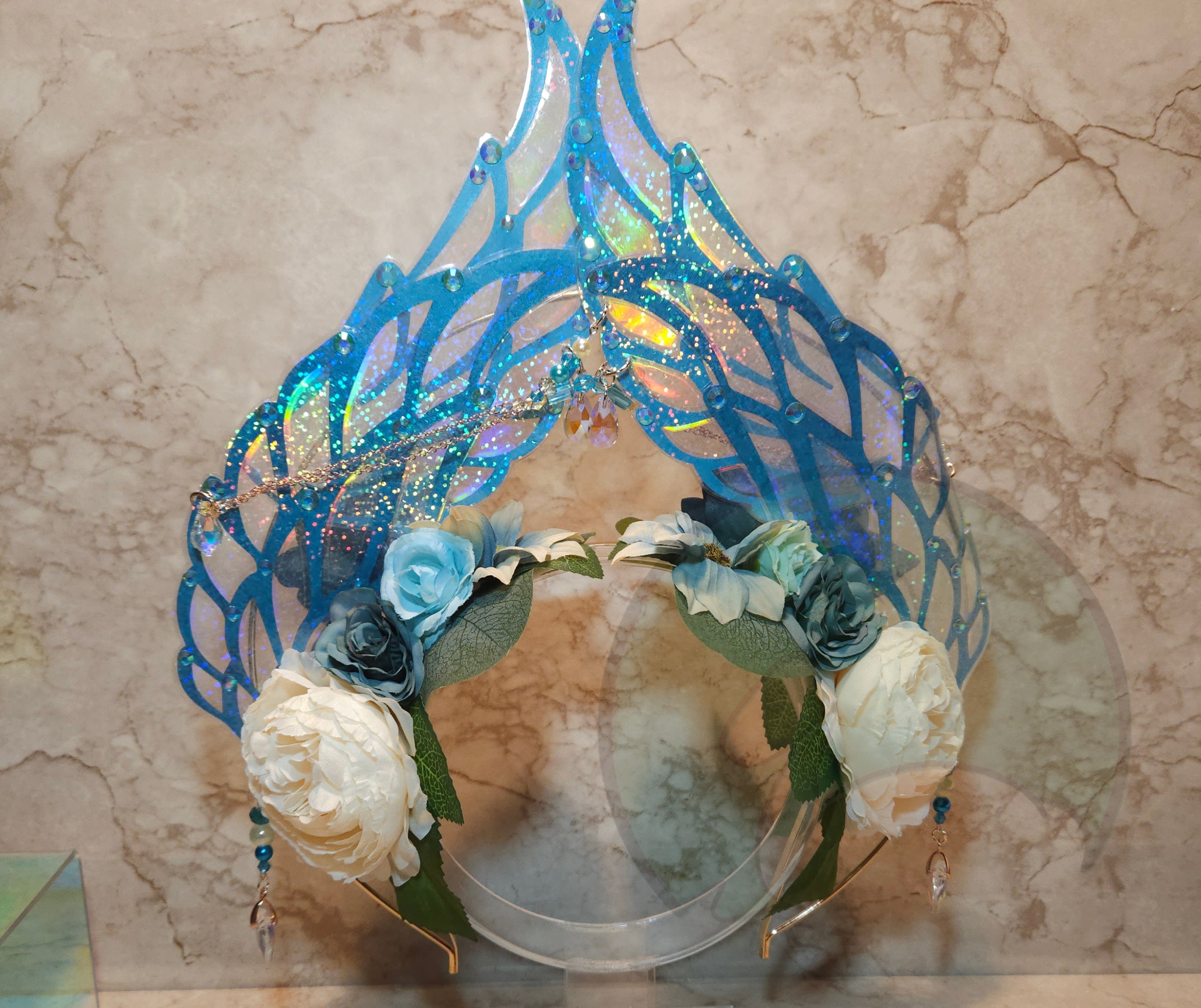 Angel of Victory Crown Gold Halo Crown Angelic Inspired Crown Blue ...