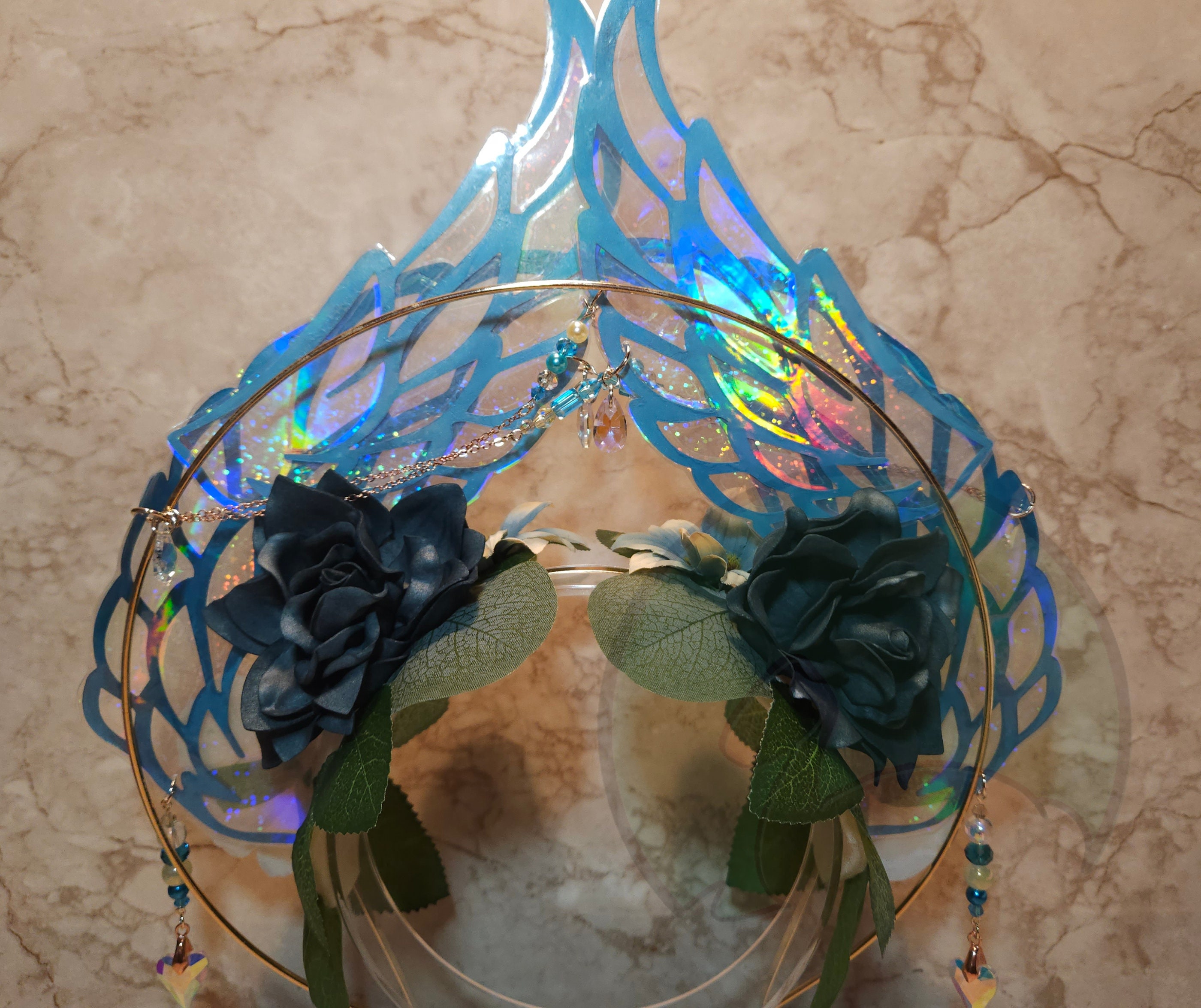 Angel of Victory Crown Gold Halo Crown Angelic Inspired Crown Blue ...