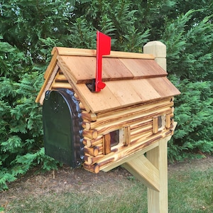 Log Cabin Mailbox Amish Handmade Wooden With Cedar Shake Roof - Etsy