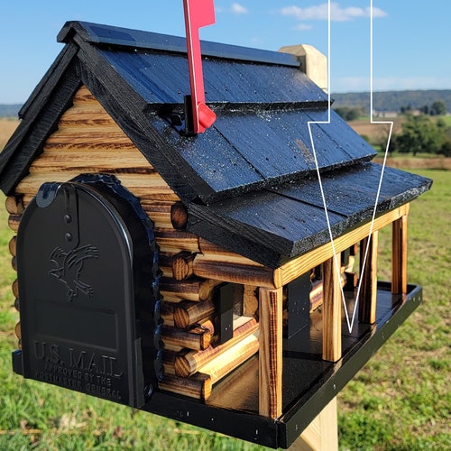 Wood Log Cabin Mailbox Amish Handmade With Metal USPS - Etsy