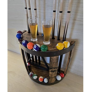 Whiskey Barrel Cue Rack - Bourbon - Billiards - Amish Handmade - Pool ...
