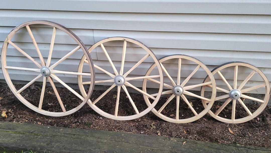 Wooden Wagon Wheels - Buggy Wheels - Aluminum Hub - Wooden Cart Wheels ...