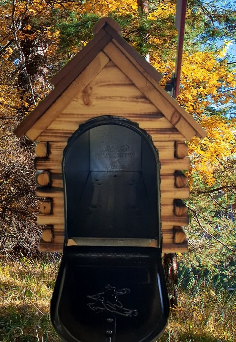 Amish Mailbox Handmade Log Cabin Style Wooden With | Etsy