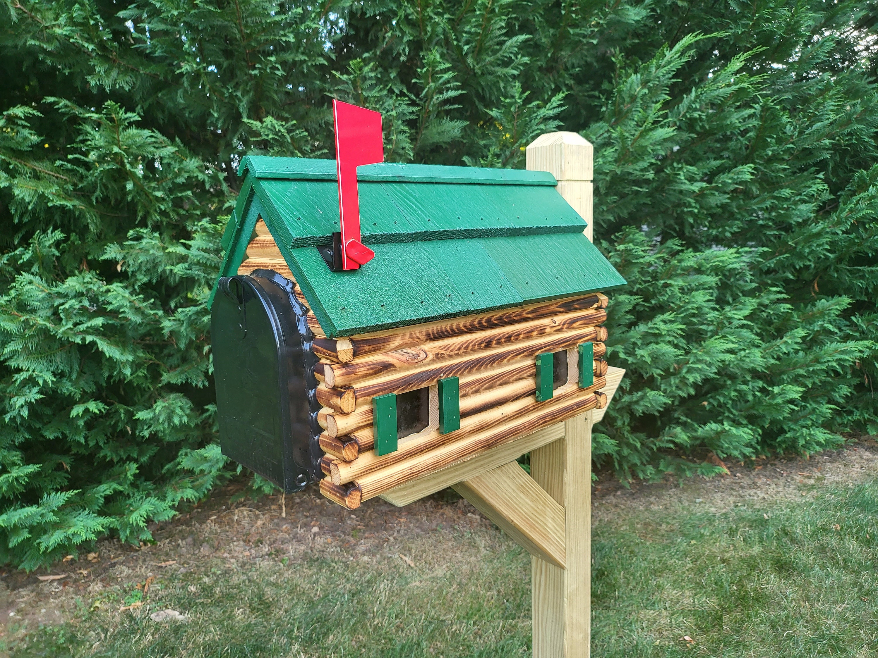 Log Cabin Mailbox Amish Handmade Wooden With Cedar Shake Roof - Etsy