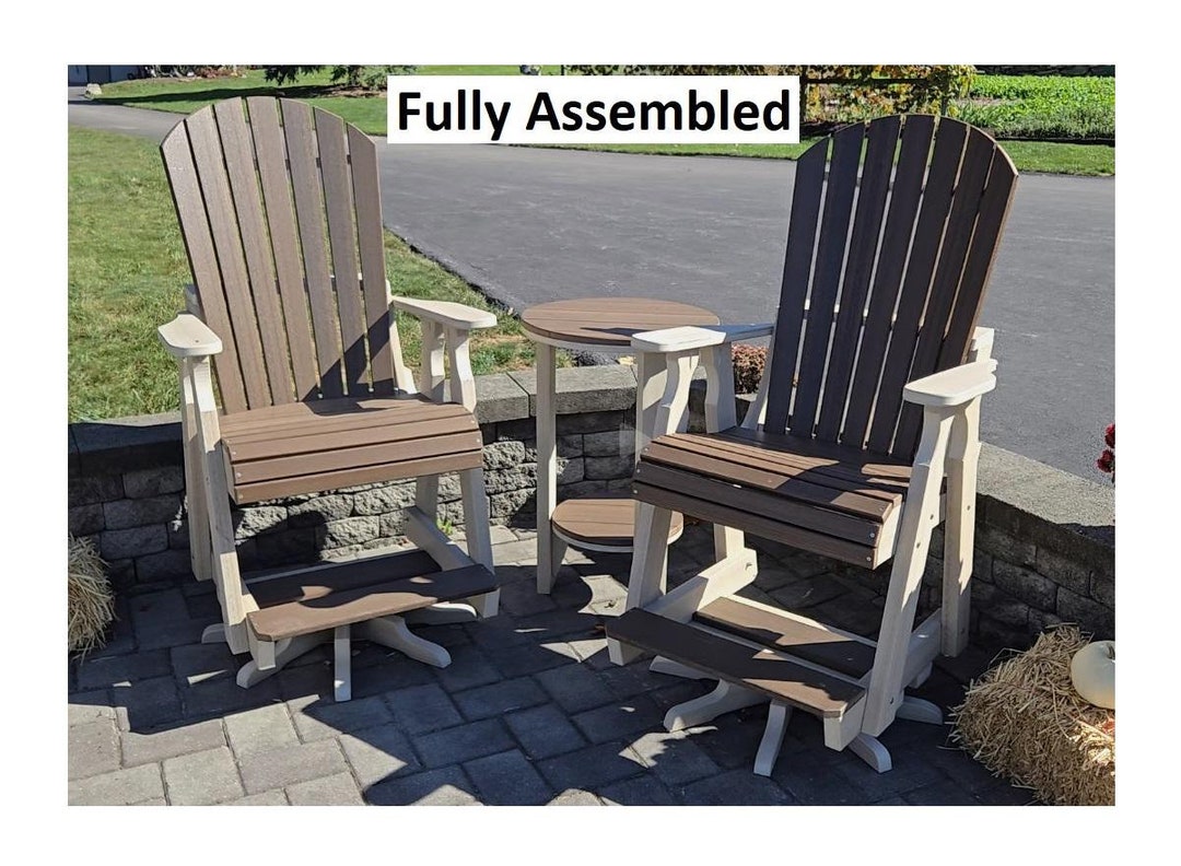 Amish Handmade Patio Set - 2 Swivel Chairs and Table - Adirondack - Pub ...
