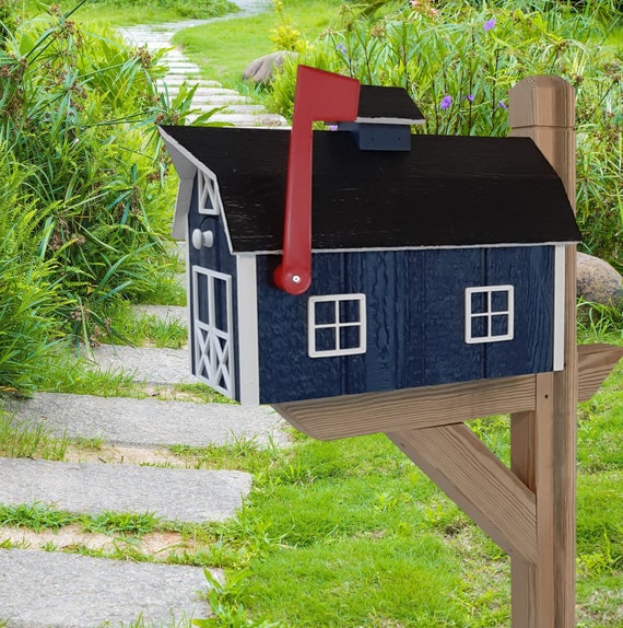 Dutch Barn Large Mailbox Amish Handmade Navy Blue Choose Your | Etsy