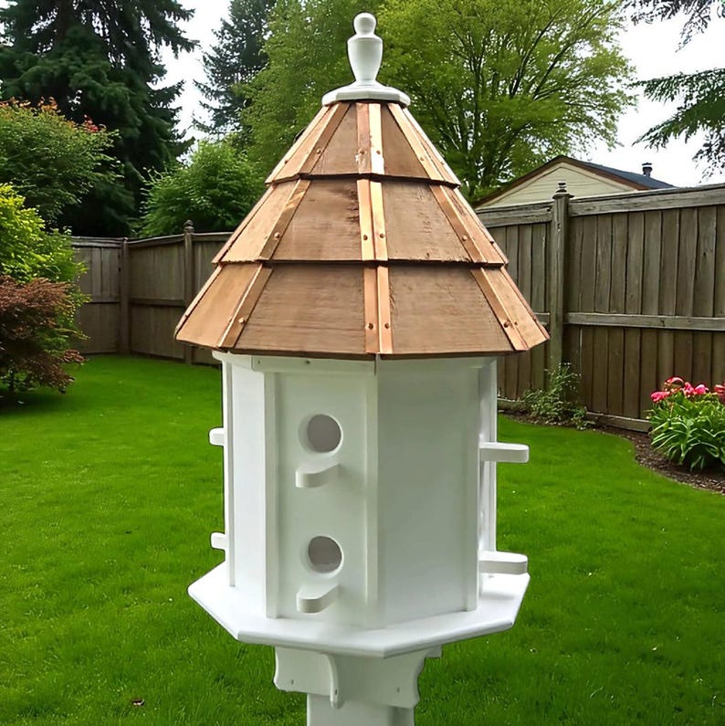 Amish Handmade Cedar Birdhouse – Large Decorative Outdoor Bird House ...