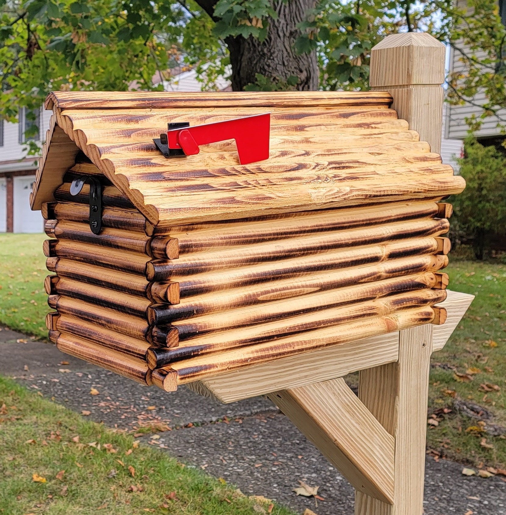 Pine Log Cabin Mailbox Amish Handmade With USPS Approved Metal Box ...