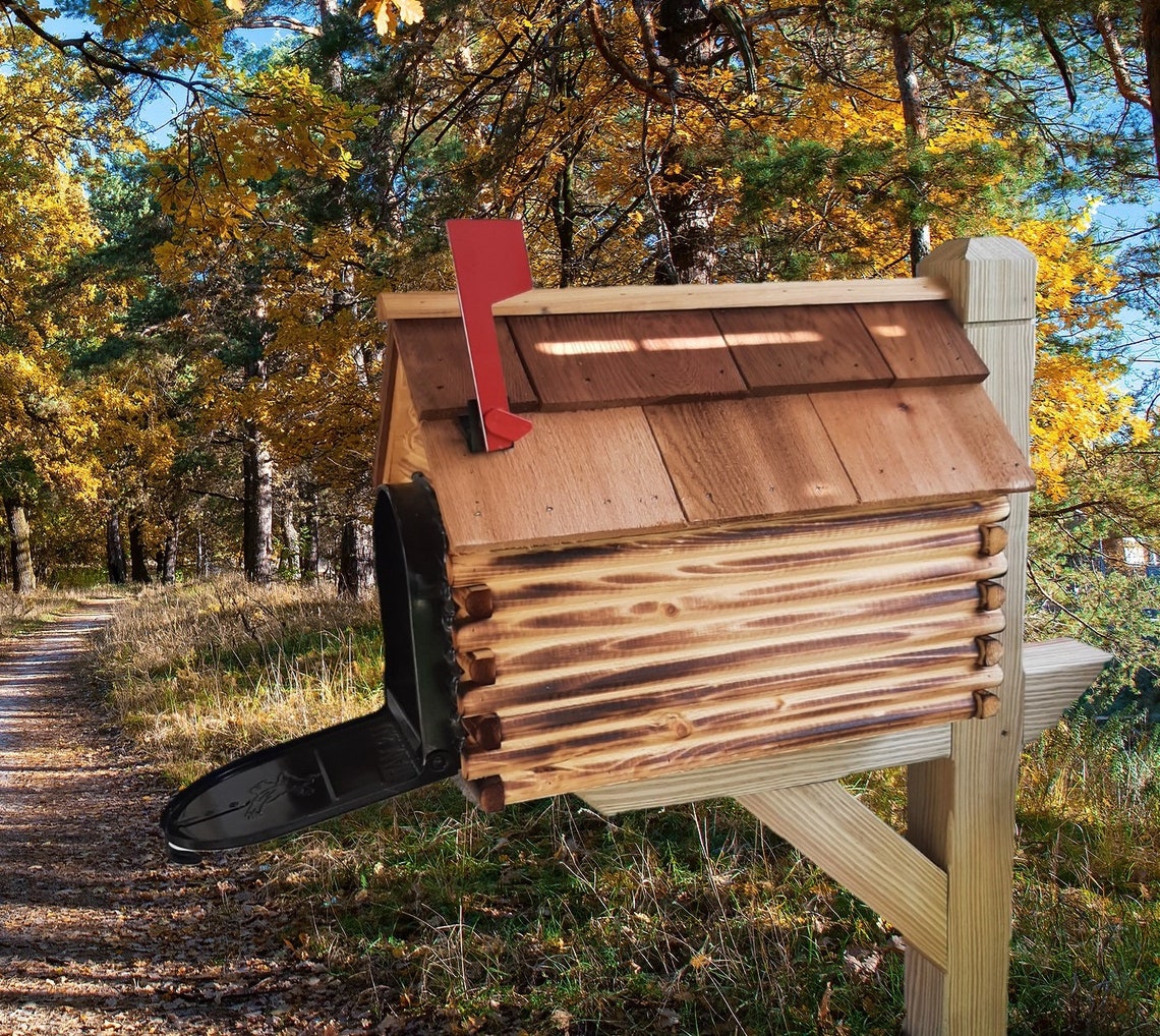 Log Cabin Mailbox Amish Handmade Wooden With Cedar Shake Roof - Etsy