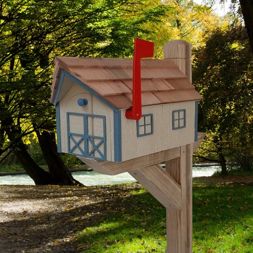 Wooden Amish Barn Mailbox Cedar Shake Roof Wood Mailbox - Etsy