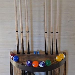Whiskey Barrel Cue Rack - Bourbon - Billiards - Amish Handmade - Pool ...