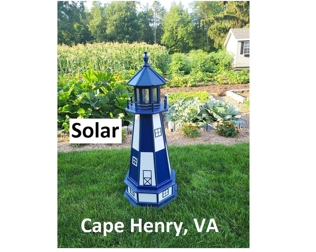Cape Henry Solar Lighthouse - Amish Handmade - Landmark Replica - Lawn ...