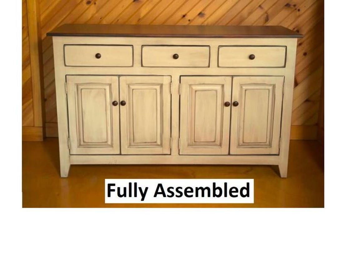 Amish Handmade Cabinet - 4 Door Multipurpose Hatch - Amish Furniture ...