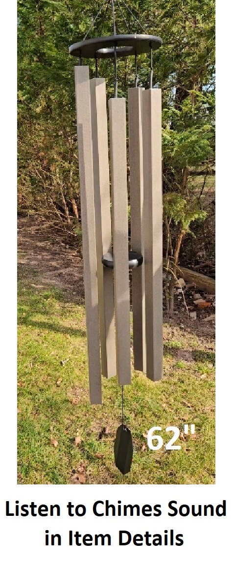 43"-73" Wind Chimes Amish Handmade - Mocha - Aluminum Tubes - Gift ...