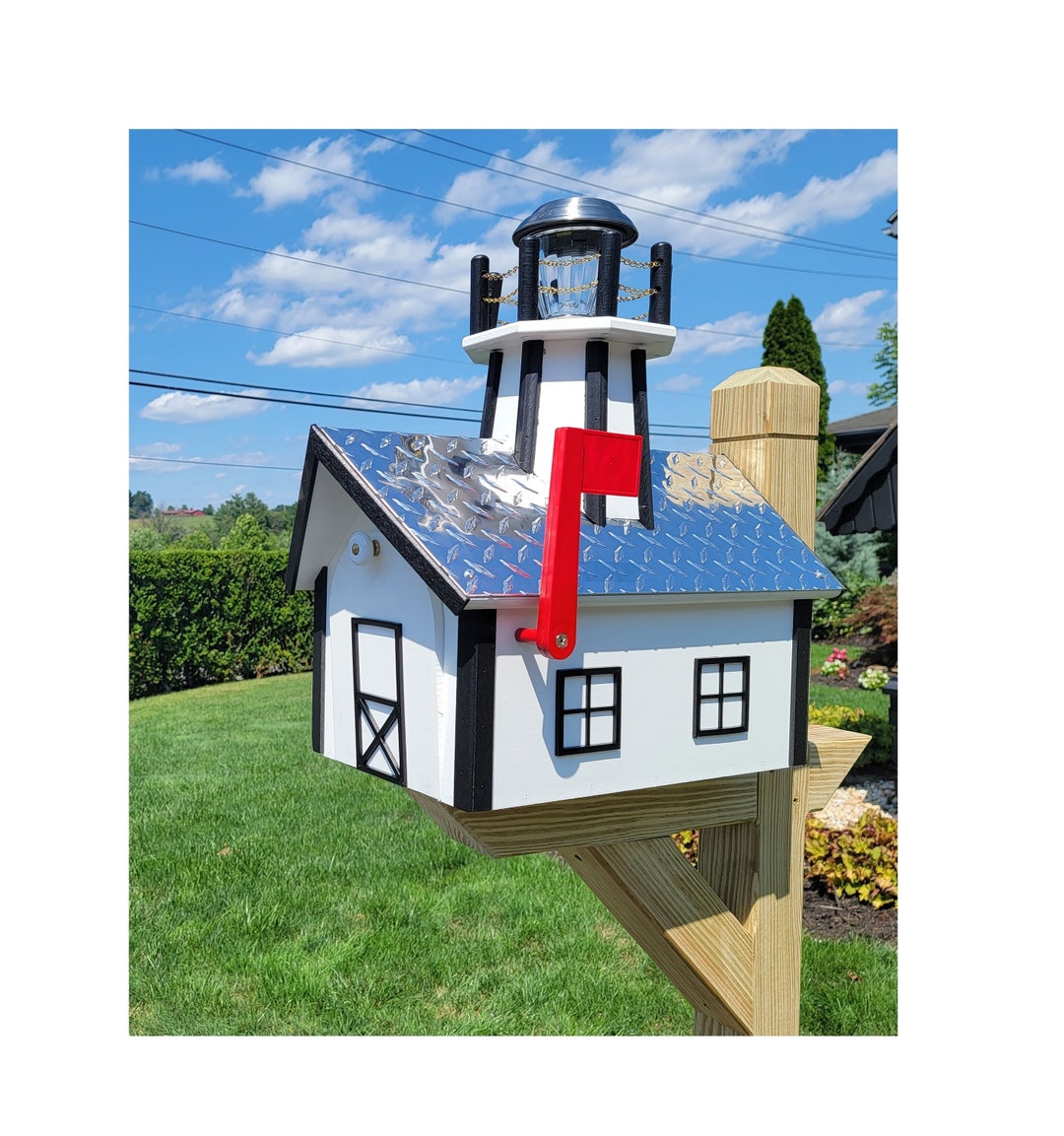Amish Mailbox With Solar Lighthouse - Poly Lumber - Handmade Active - Etsy