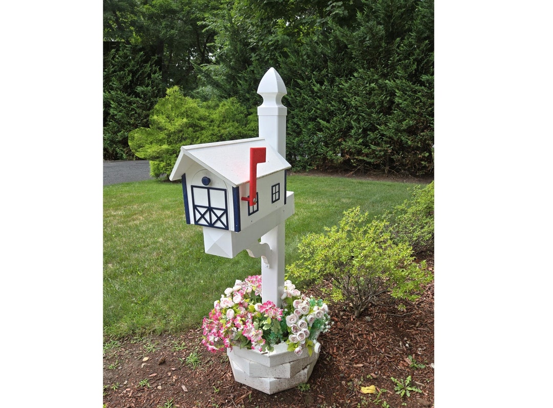 Mailbox + Post + Planter Kit, Amish Handmade, Poly Planter for Mailbox ...