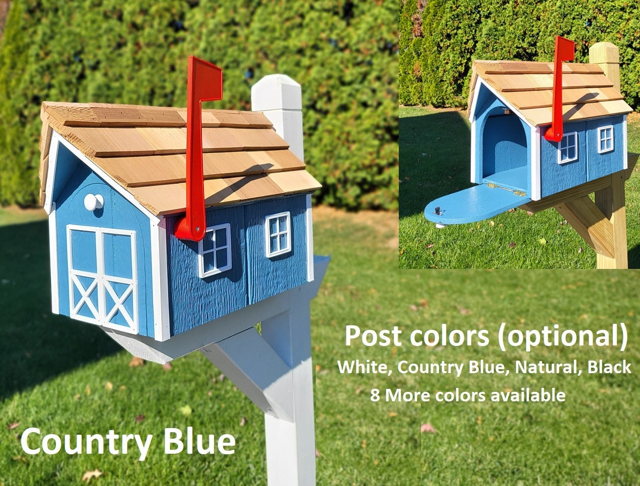 Amish Chestnut Mailbox - Handmade - Barn Style - Wooden - With a Tall ...