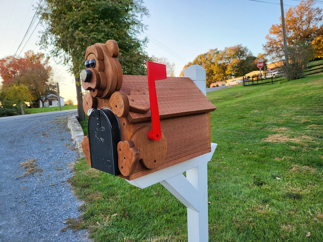 Amish Mailbox Bear Design Wooden With Metal Insert USPS Approved ...
