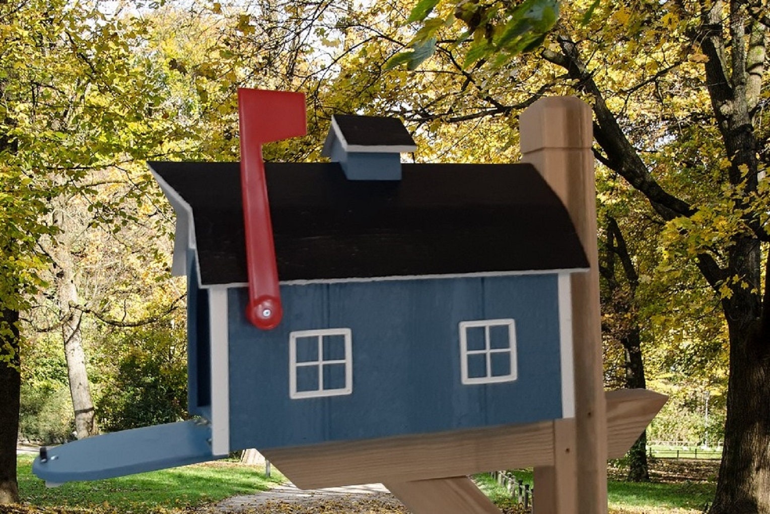 Dutch Barn Wood Mailbox Amish Made Country Blue Choose Your - Etsy