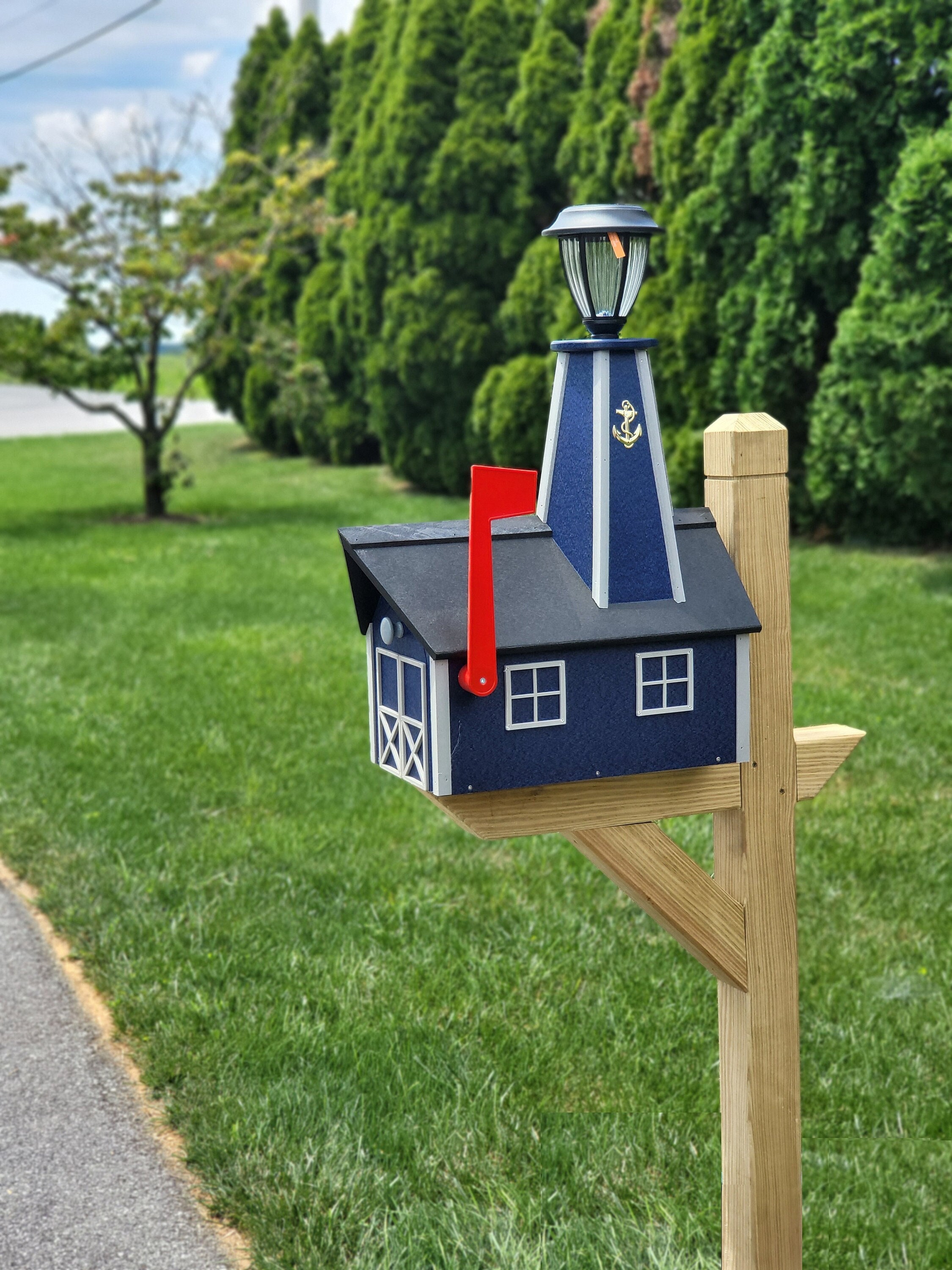 Amish Mailbox With Solar Lighthouse Poly Lumber Handmade - Etsy
