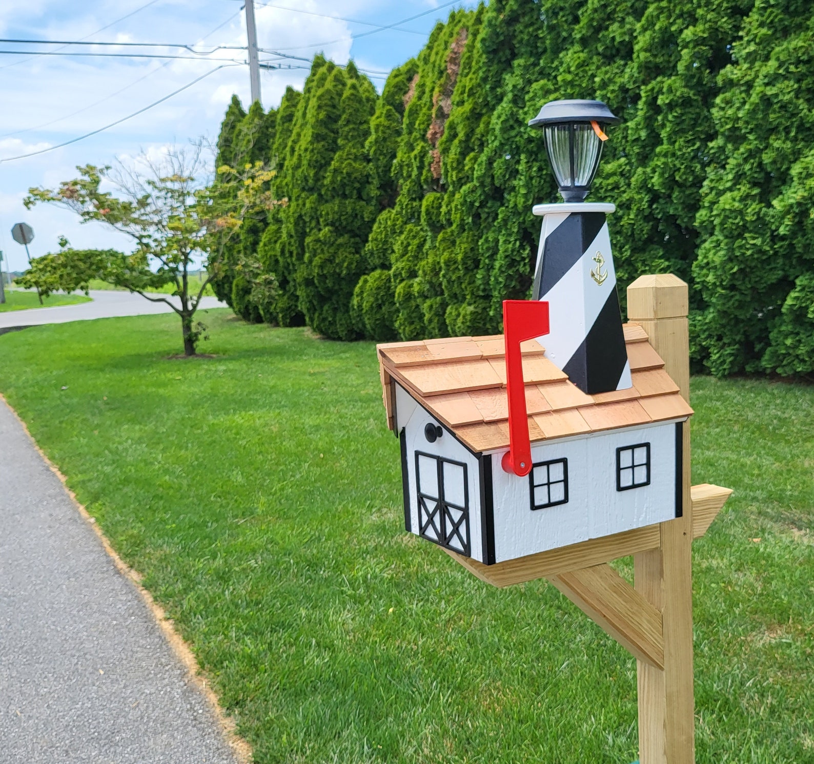Amish Mailbox Handmade With Solar Lighthouse Wooden - Etsy