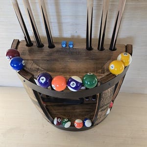 Whiskey Barrel Cue Rack - Bourbon - Billiards - Amish Handmade - Pool ...