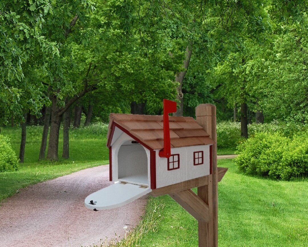 White Mailbox Amish Handmade - Barn Style - Wooden - Tall Prominent ...