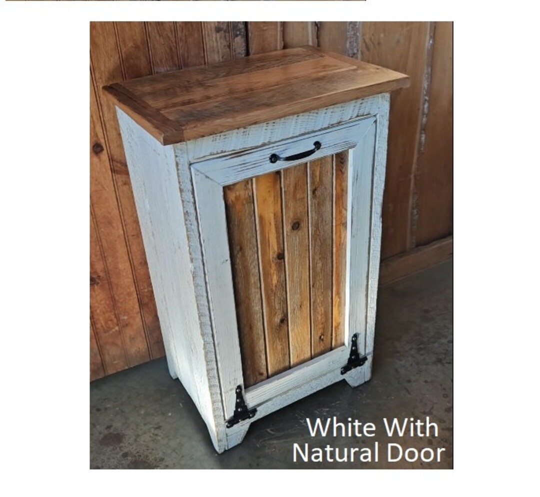 Wood Storage Cabinet, Tiltout Trash Can, Recycling Bin, Amish Handmade ...