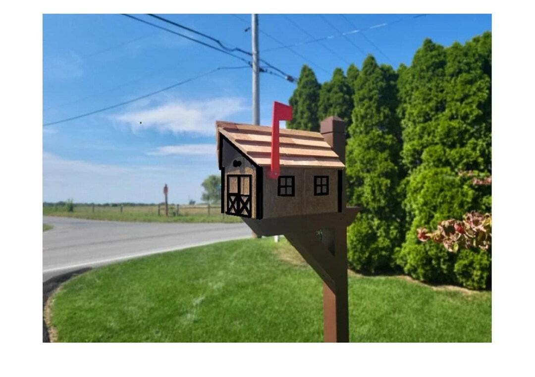 Amish Chestnut Mailbox - Handmade - Barn Style - Wooden - With a Tall ...