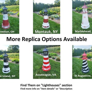 Patriotic Solar Lighthouse - Amish Handmade - Landmark Replica - Garden ...