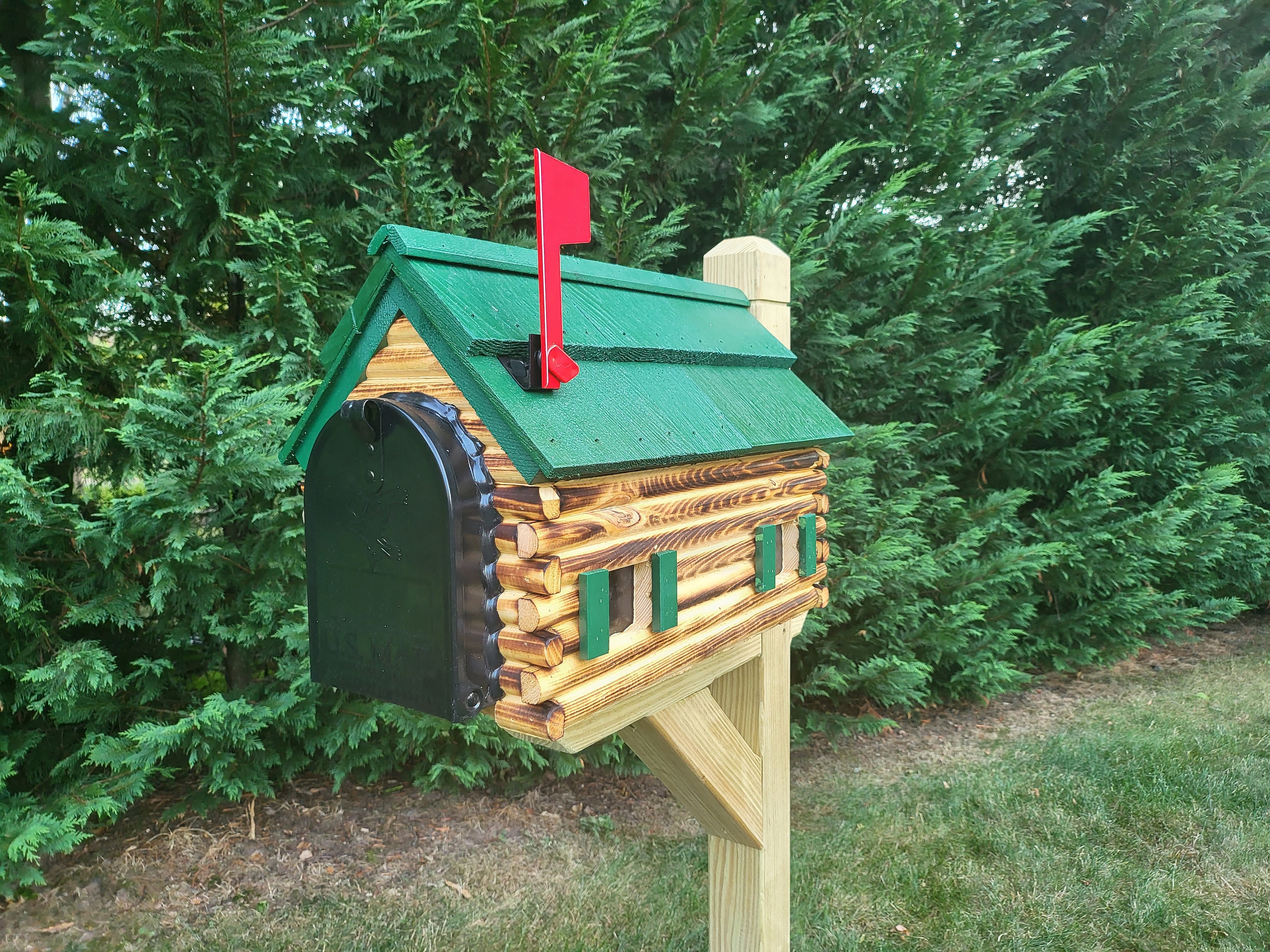 Log Cabin Mailbox Amish Handmade Wooden With Cedar Shake Roof - Etsy
