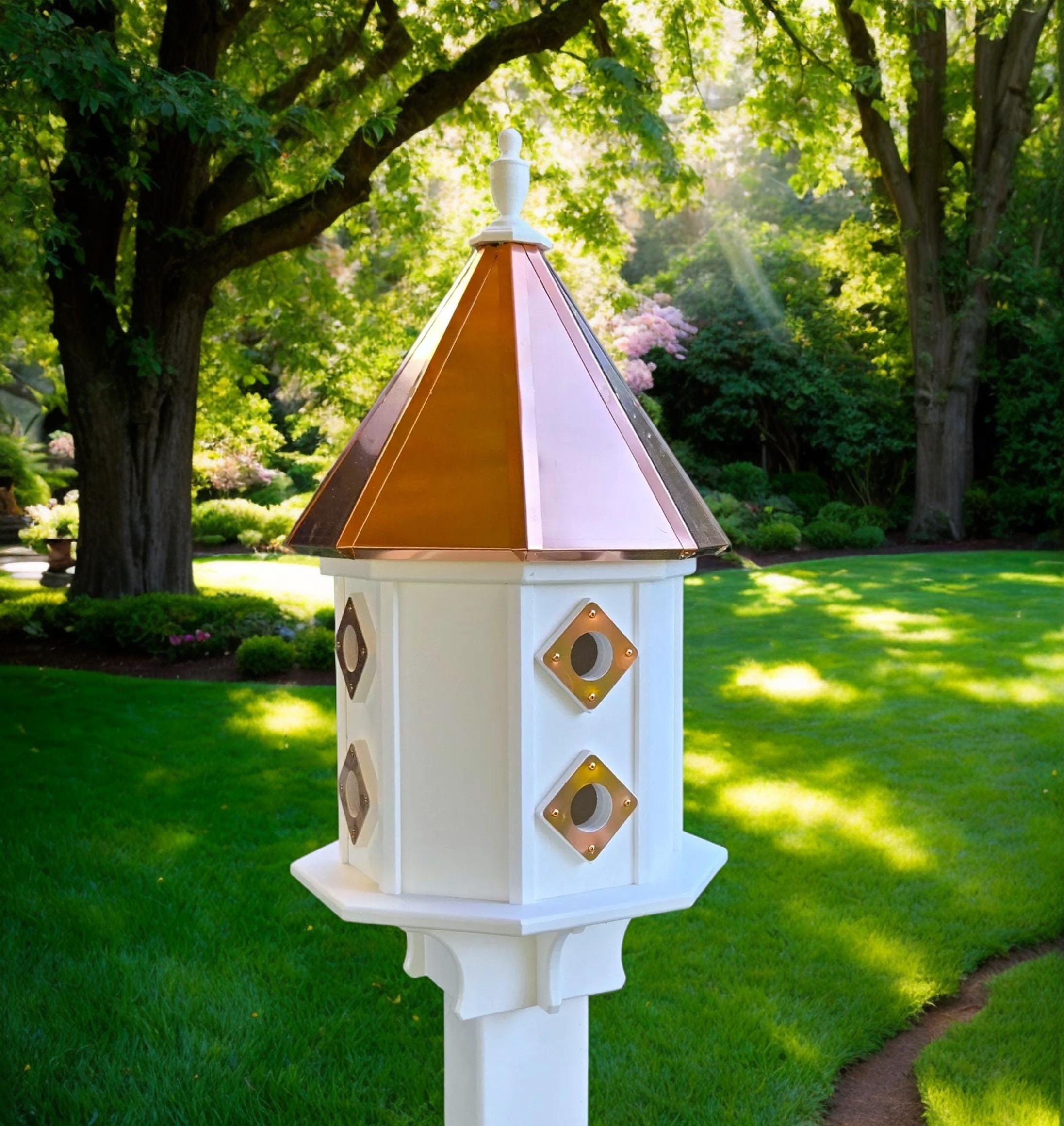 Copper Roof Birdhouse 2-8 Holes Amish Handmade Decorative Birdhouse ...