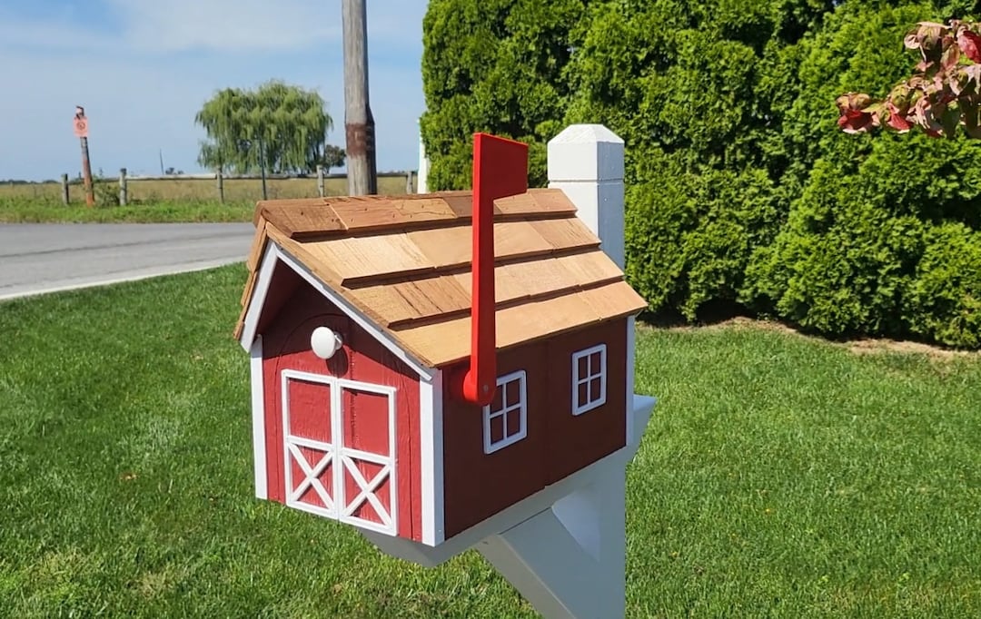 Amish Mailbox - Handmade - Barn Style - Wooden - Tall Prominent Sturdy ...