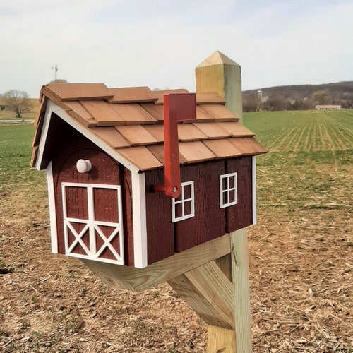 Standard Wooden Mailbox W/ Cedar Shake Roof | Etsy