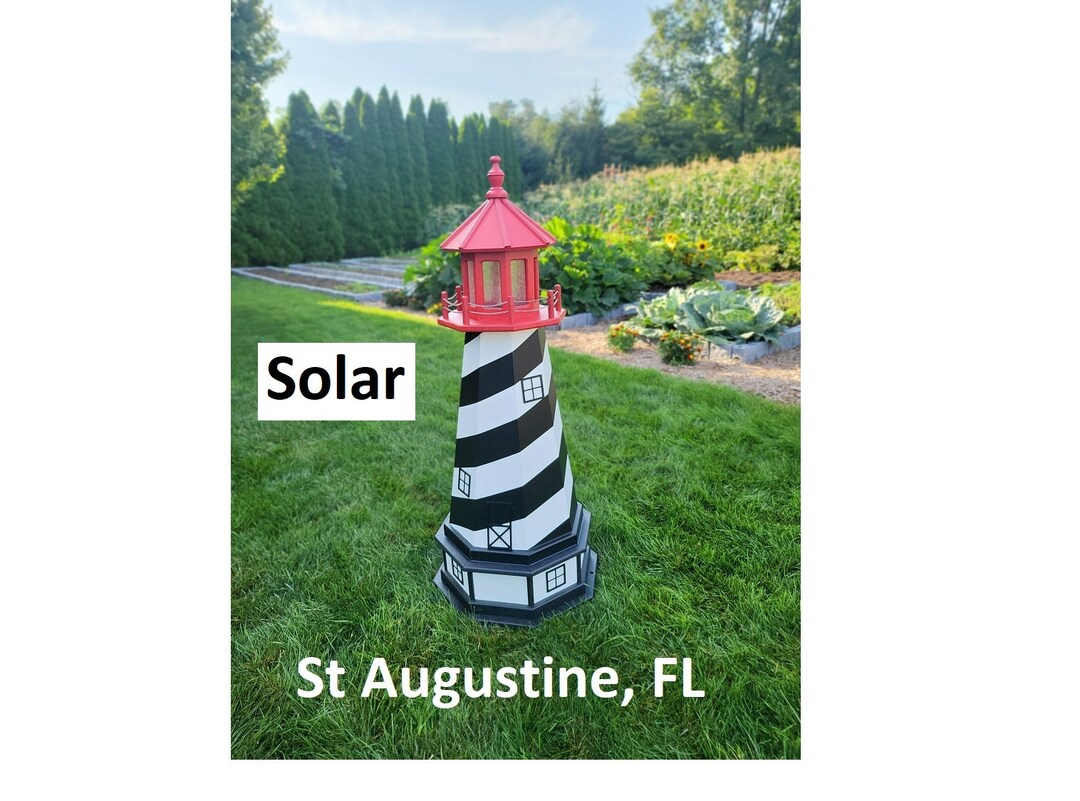St Augustine Lighthouse - Solar - Amish Made - Landmark Replica - Backyard Decor - Etsy