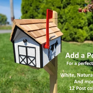 Amish Mailbox Cow Design Handmade Barn Style Wooden Mailbox With Tall ...