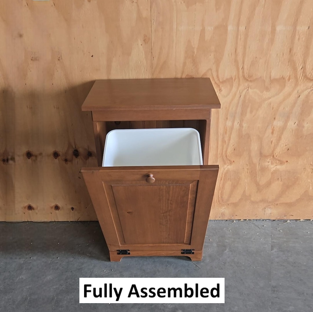 Amish Handmade Pine Tilt-out Trash Bin: Farmhouse Kitchen Cabinet - Etsy