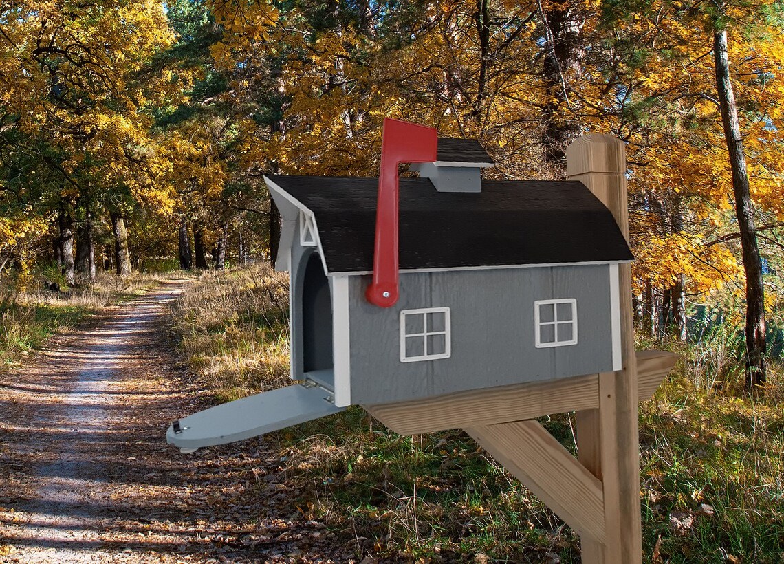 Dutch Barn Amish Handmade Wood Mailbox Gray Choose Your | Etsy