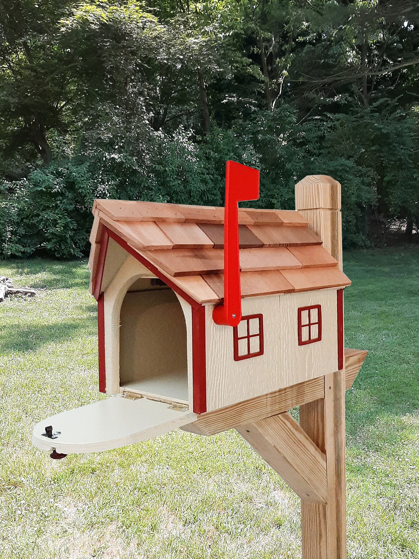 Amish Mailbox Handmade Wooden Beige Barn Style With - Etsy