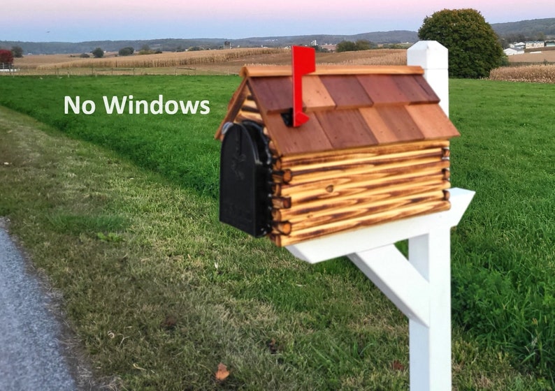 Log Cabin Mailbox Amish Handmade Wooden With Cedar Shake Roof and Metal ...