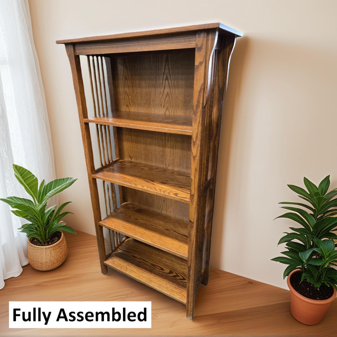Amish Handmade Red Oak Bookcase: Rustic Home Organizer, Michael's ...