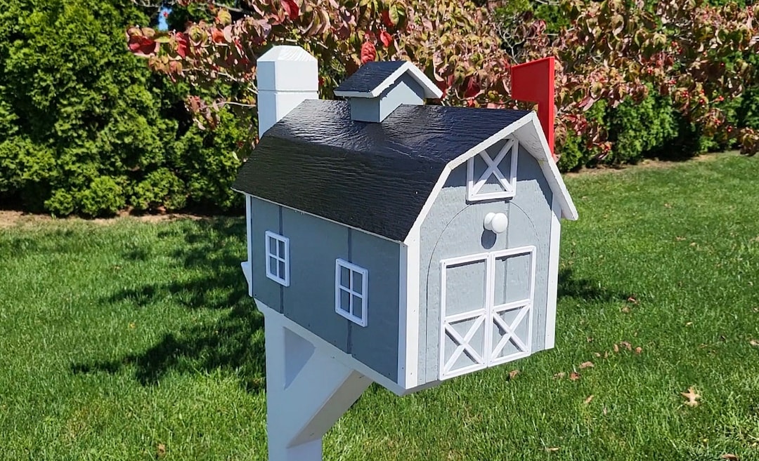 Dutch Barn Amish Handmade Wood Mailbox, Choose Your Color, Amish ...