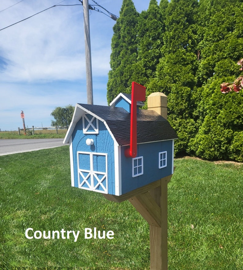 Dutch Barn Wood Mailbox Amish Made, Choose Your Color, Amish Mailbox ...